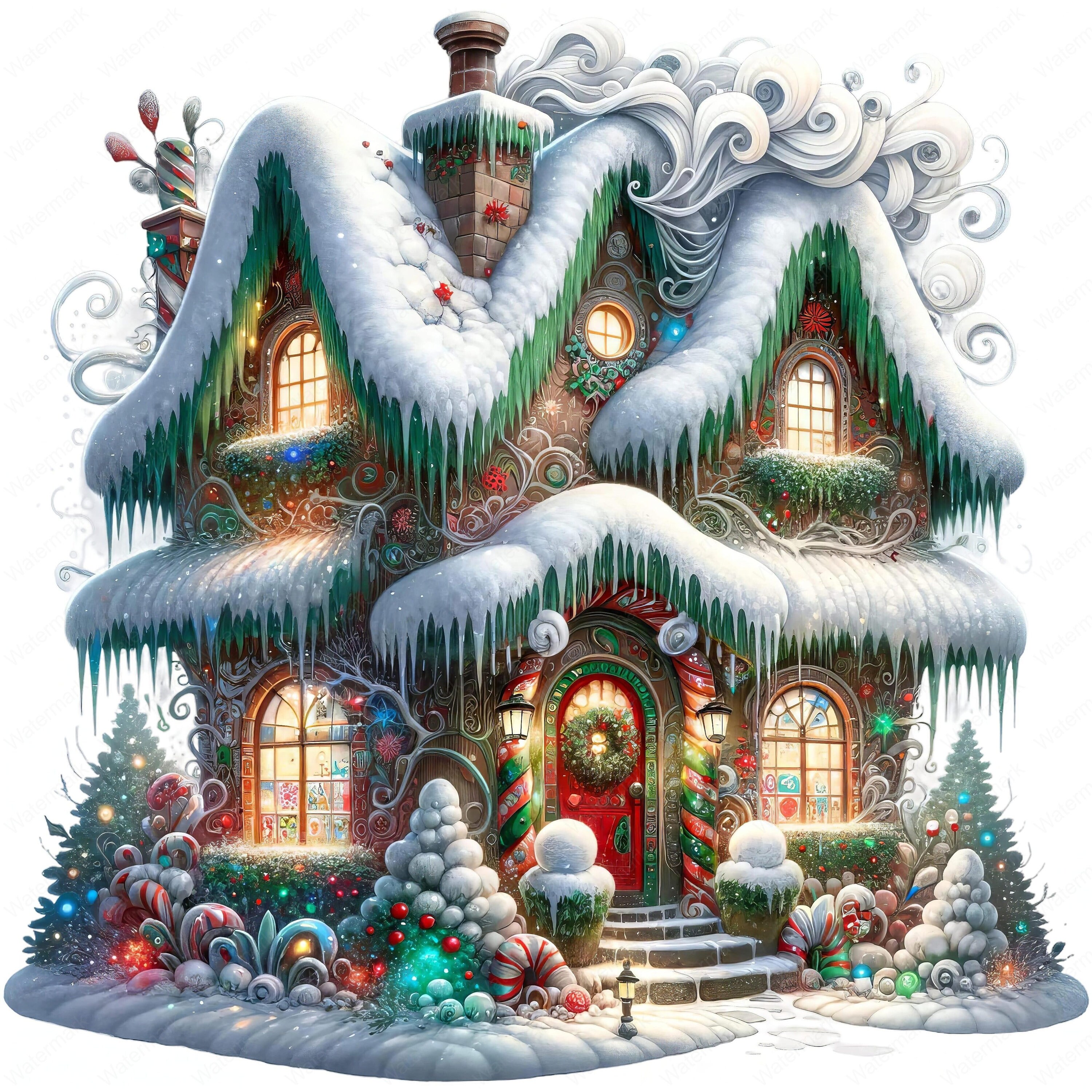 Santa House Christmas Clipart: Festive Designs (digital Download) - Etsy