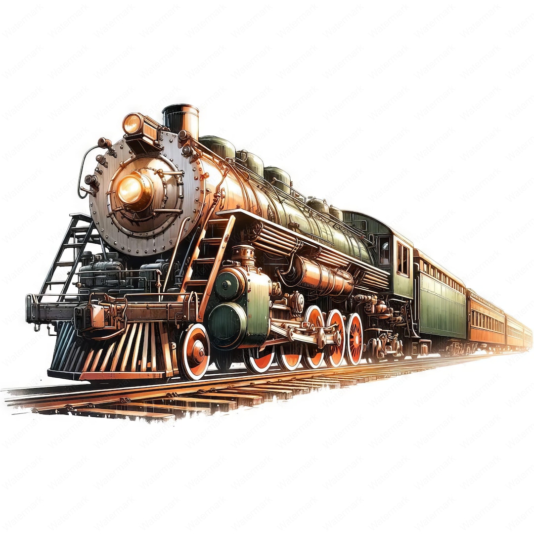 Vintage Train Clipart | Nostalgic Vintage Train Clipart Bundle | 10 ...