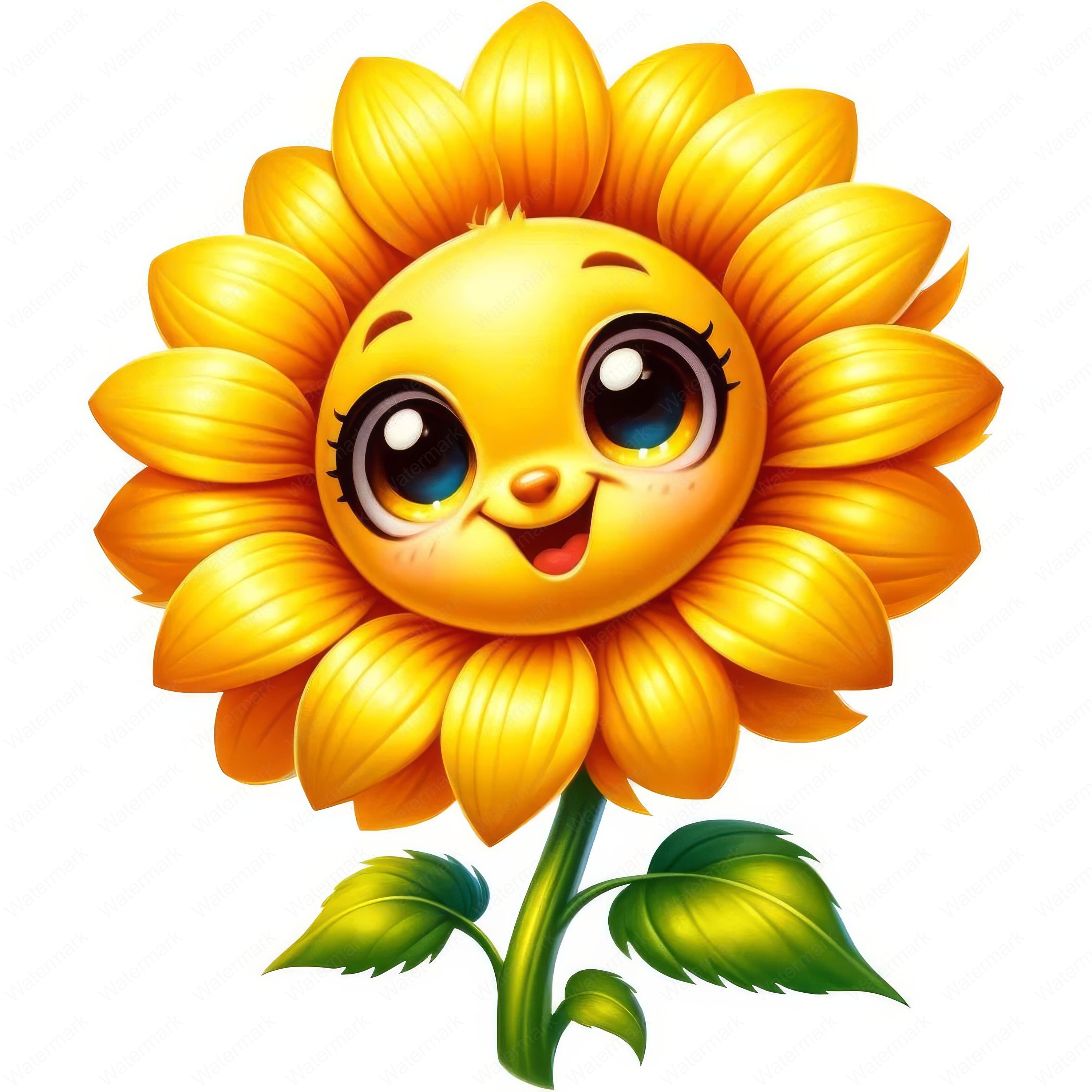 Sunflower Smiley Face Clipart Bundle | Cheerful Flower Art (digital ...