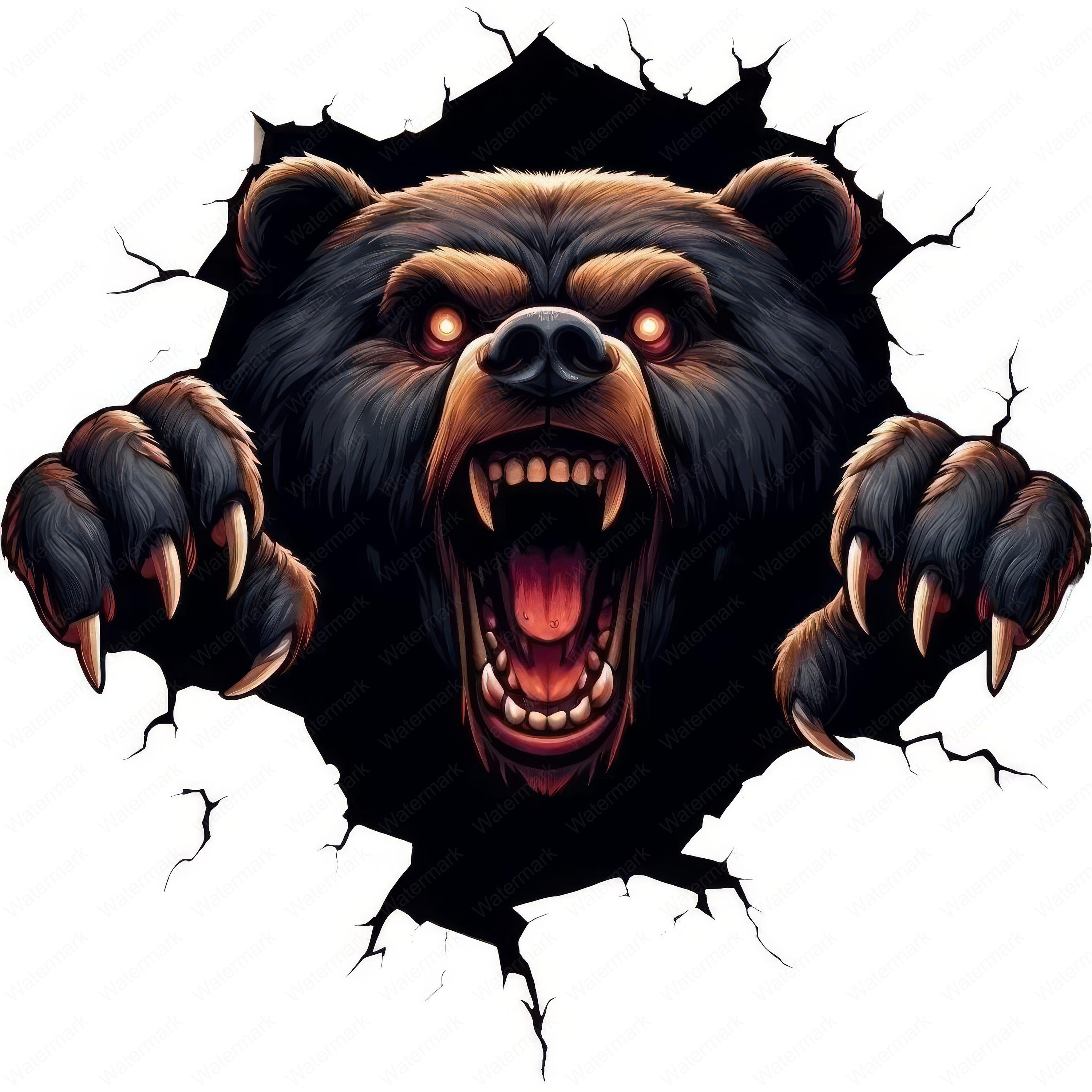 Terrifying Bear Clipart Bundle: Wildlife Art Printables (digital ...