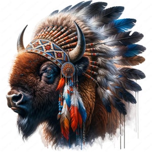 Tribal Bison Clipart | Majestic Tribal Bison Clipart Bundle | 10 High ...