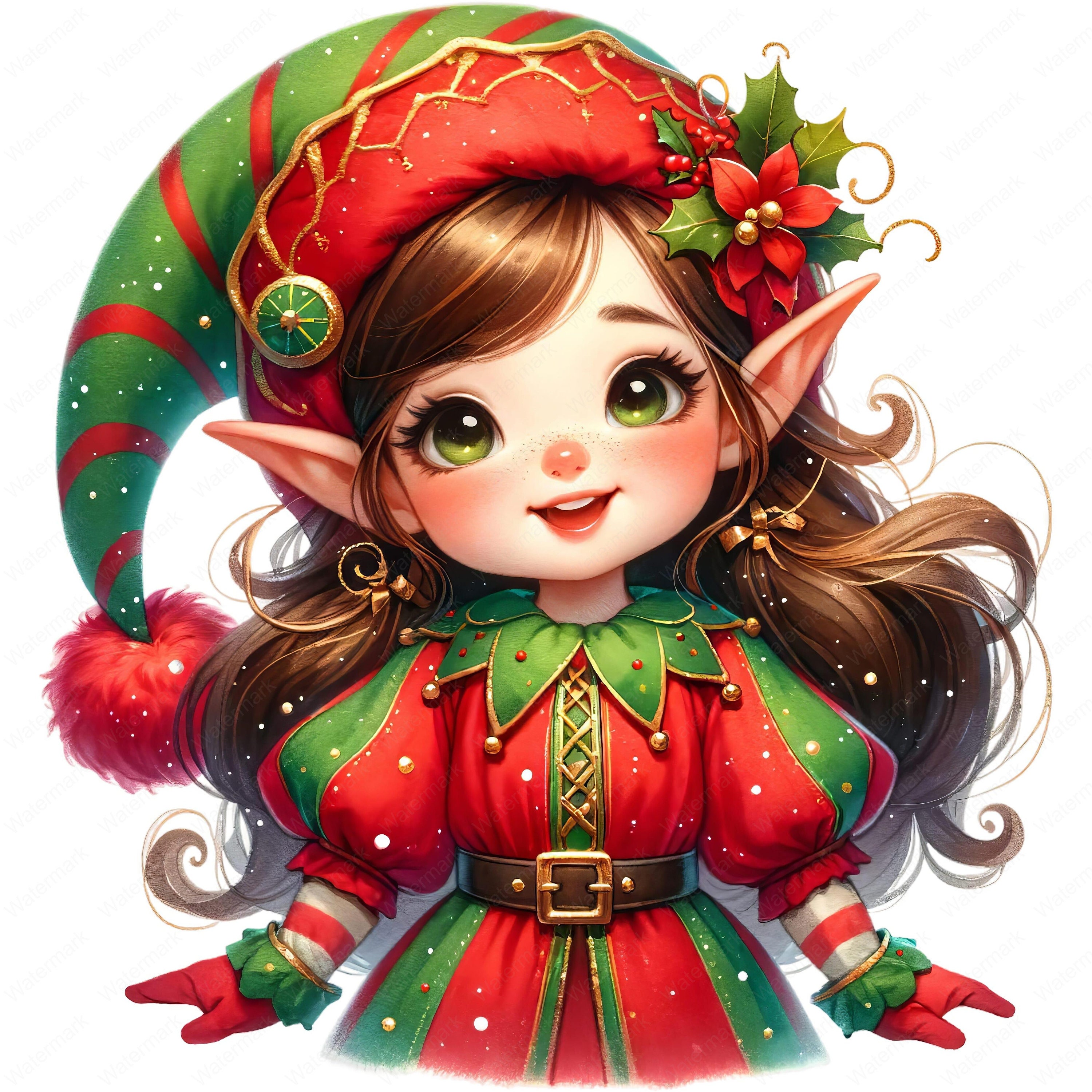 Christmas Girl Elf Clipart: Holiday Art Bundle (digital Download) - Etsy