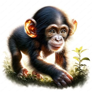 Baby Chimp Clipart Charming Baby Chimp Clipart Bundle 10 High-quality ...