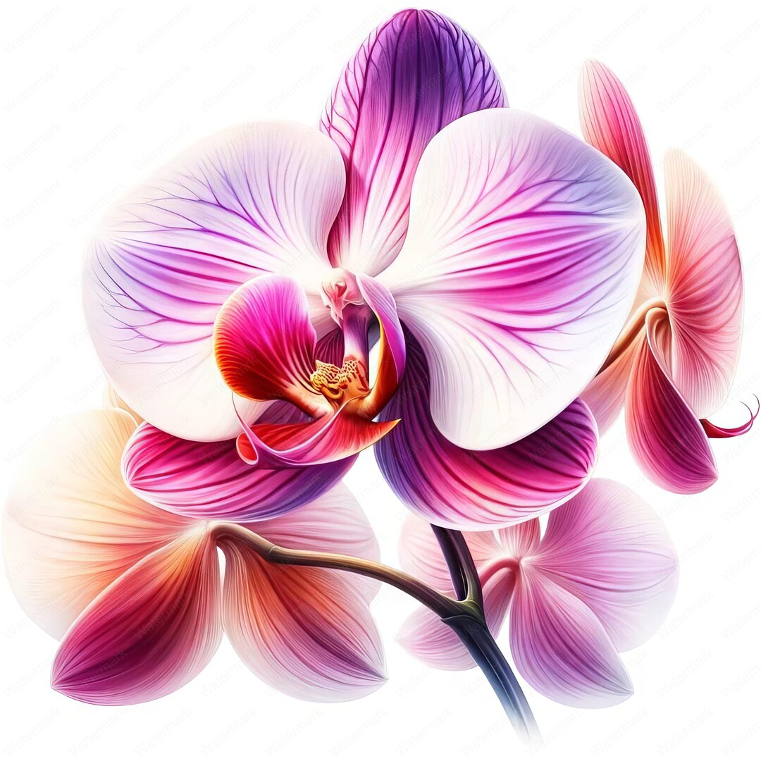 Elegant Orchid Clipart Bundle: Floral Art Printables (digital Download ...