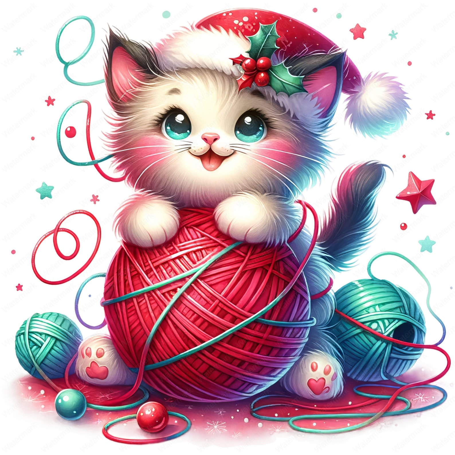 Christmas Cat Clipart Bundle: 10 Festive Holiday Designs (digital ...