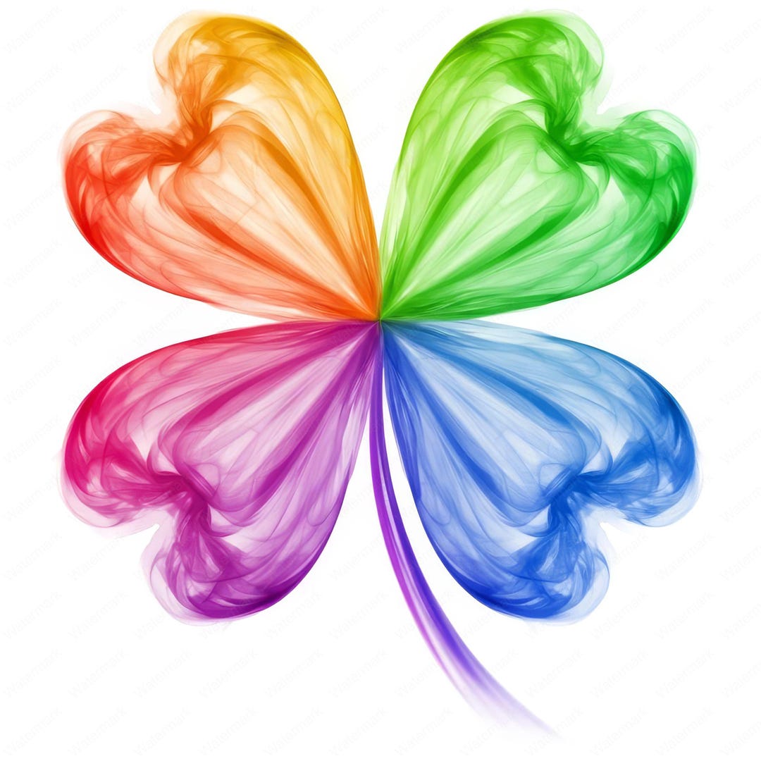 Ethereal Smoke Clover Clipart: Colorful Flower PNG Bundle (digital ...