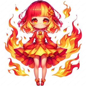 Cute Flame Girl Clipart | Adorable Fire Theme Clipart Bundle | 10 High ...