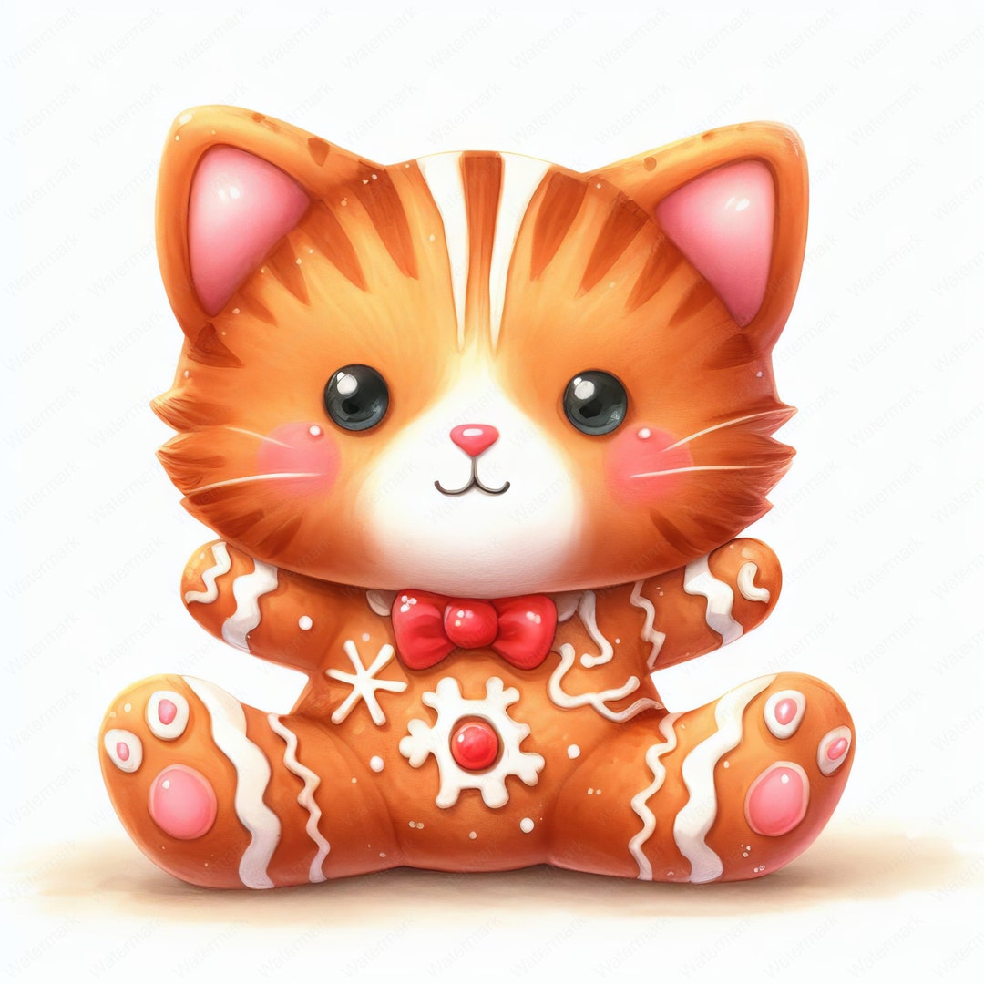 Gingerbread Kitten Clipart 10 High Quality JPG Wall Art Paper Craft ...