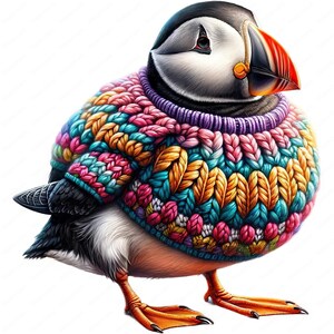 Puffin Knit Clipart | Cozy Puffin Knit Clipart Bundle | 10 High-quality ...