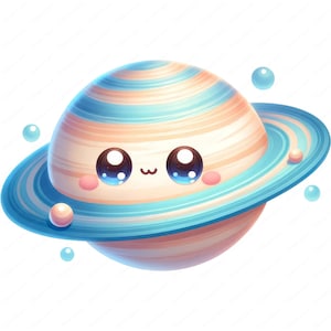 Cute Saturn Clipart | Vivid Cartoon Saturn Clipart Bundle | 10 High ...