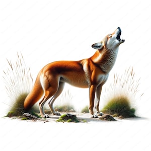 Howling Dingo Clipart: Wildlife Art Prints (digital Download) - Etsy