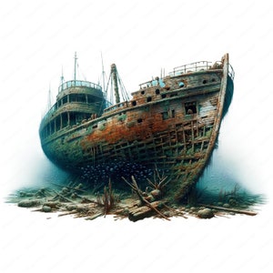 Sunken Ship Clipart: Nautical Art Bundle (digital Download) - Etsy