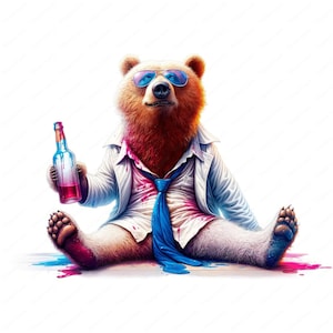 Funny Drunk Bear Clipart Humorous Drunk Bear Clipart Bundle 10 High ...