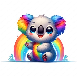 Rainbow Koala Clipart | Cute Rainbow Koala Clipart Bundle | 10 High ...