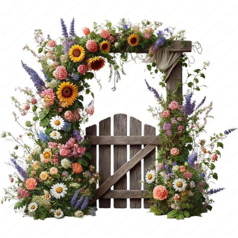 Floral Garden Arch Clipart: Flower Gate Art (digital Download) - Etsy