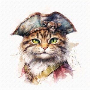 Pirate Cat Clipart 12 High-quality Jpgs Wall Art Paper - Etsy