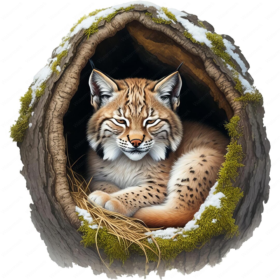 Cozy Winter Lynx Cub Clipart Bundle: Woodland Animal Art (digital ...