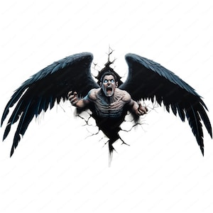 Fallen Angel Clipart: Dark Fantasy Art, Black Wings (digital Download ...