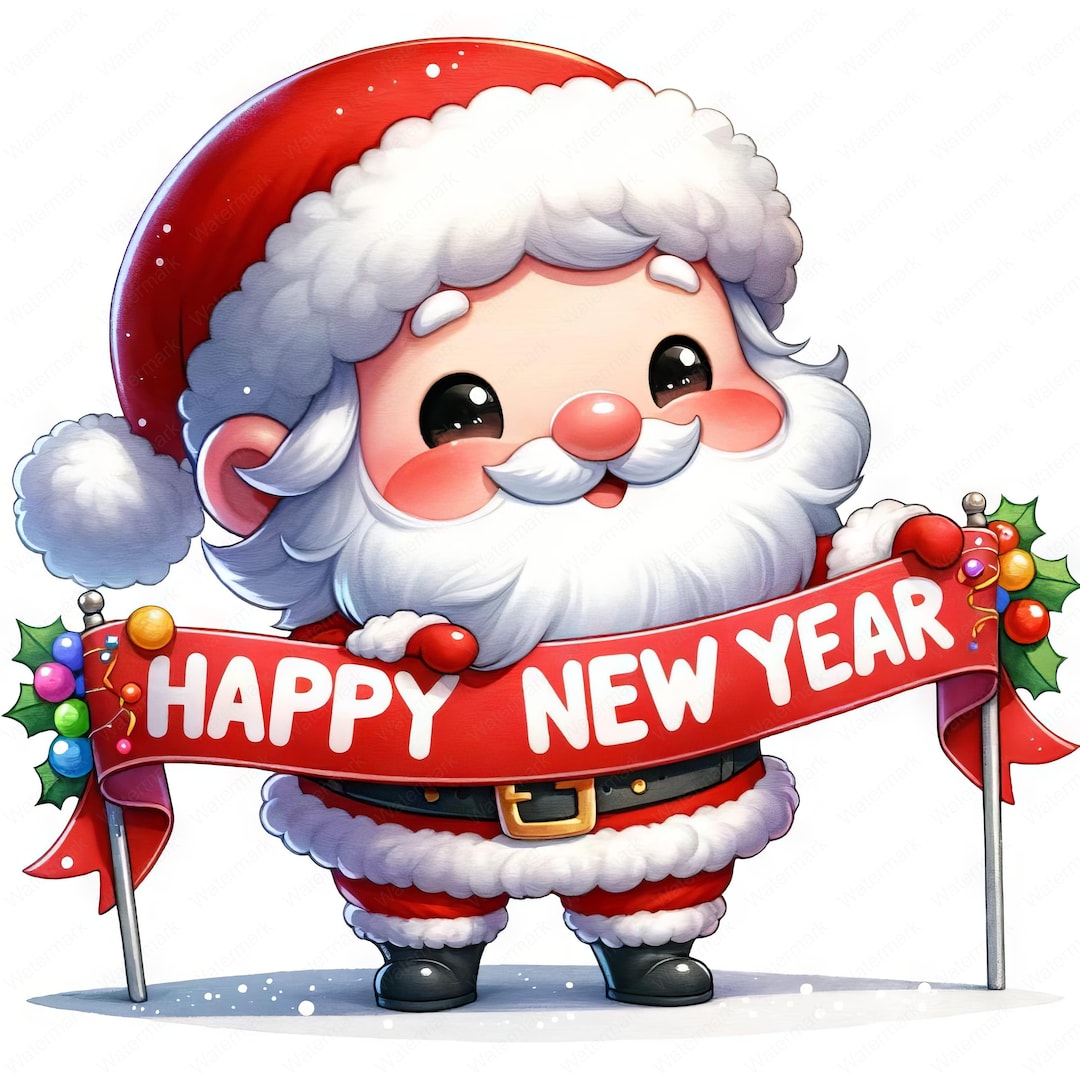Happy New Year Santa Clipart Festive Santa Clipart Bundle 01 10 High ...