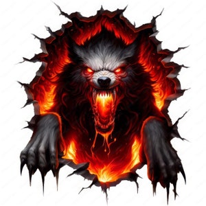 Terrifying Hellhound Clipart Bundle: Dark Fantasy Art (digital Download ...