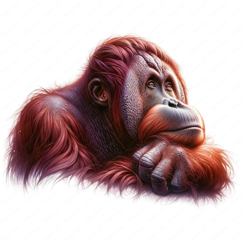 Orangutan Clipart Bundle: Adorable Jungle Animal Art (digital Download ...