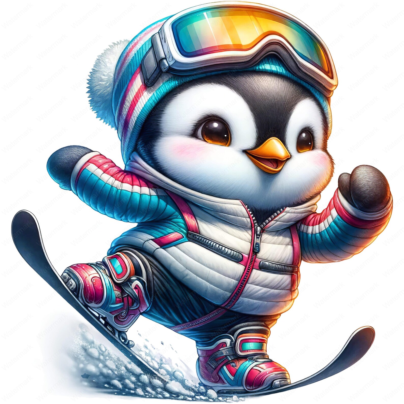 Skiing Penguin Clipart Bundle: Winter Sports Designs (digital Download ...