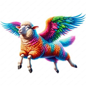 Flying Sheep Clipart | Whimsical Flying Sheep Clipart Bundle | 10 High ...