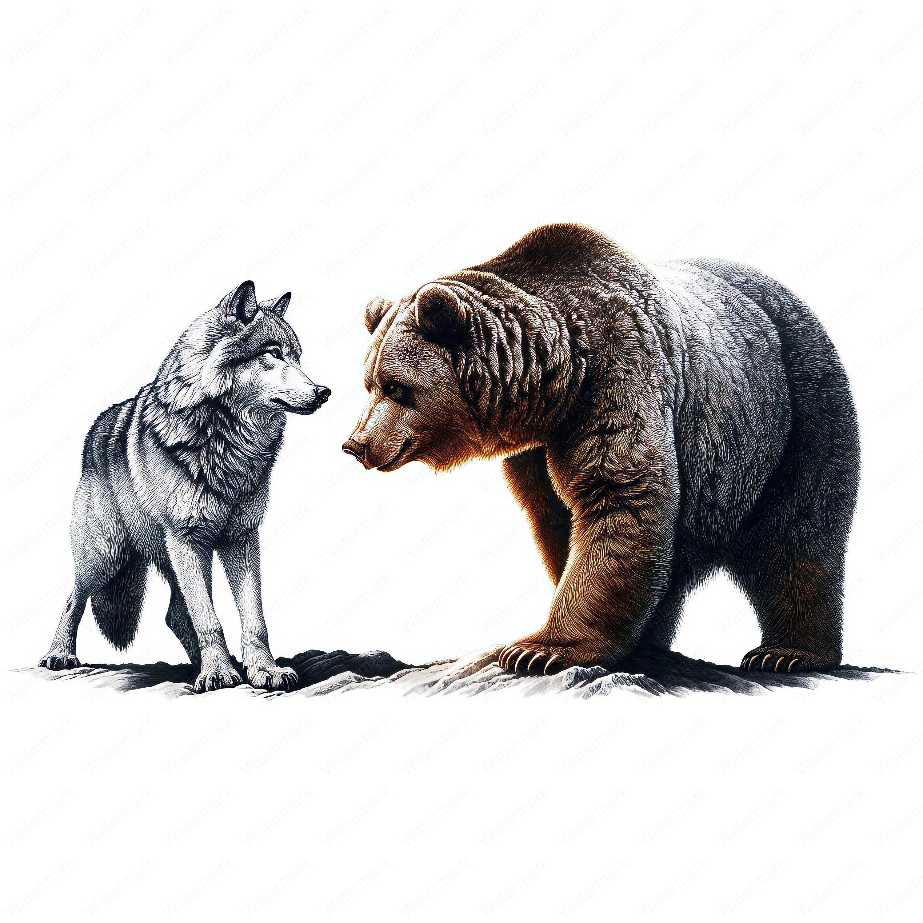 Wolf and Bear Clipart Bundle: Wilderness Art (digital Download) - Etsy