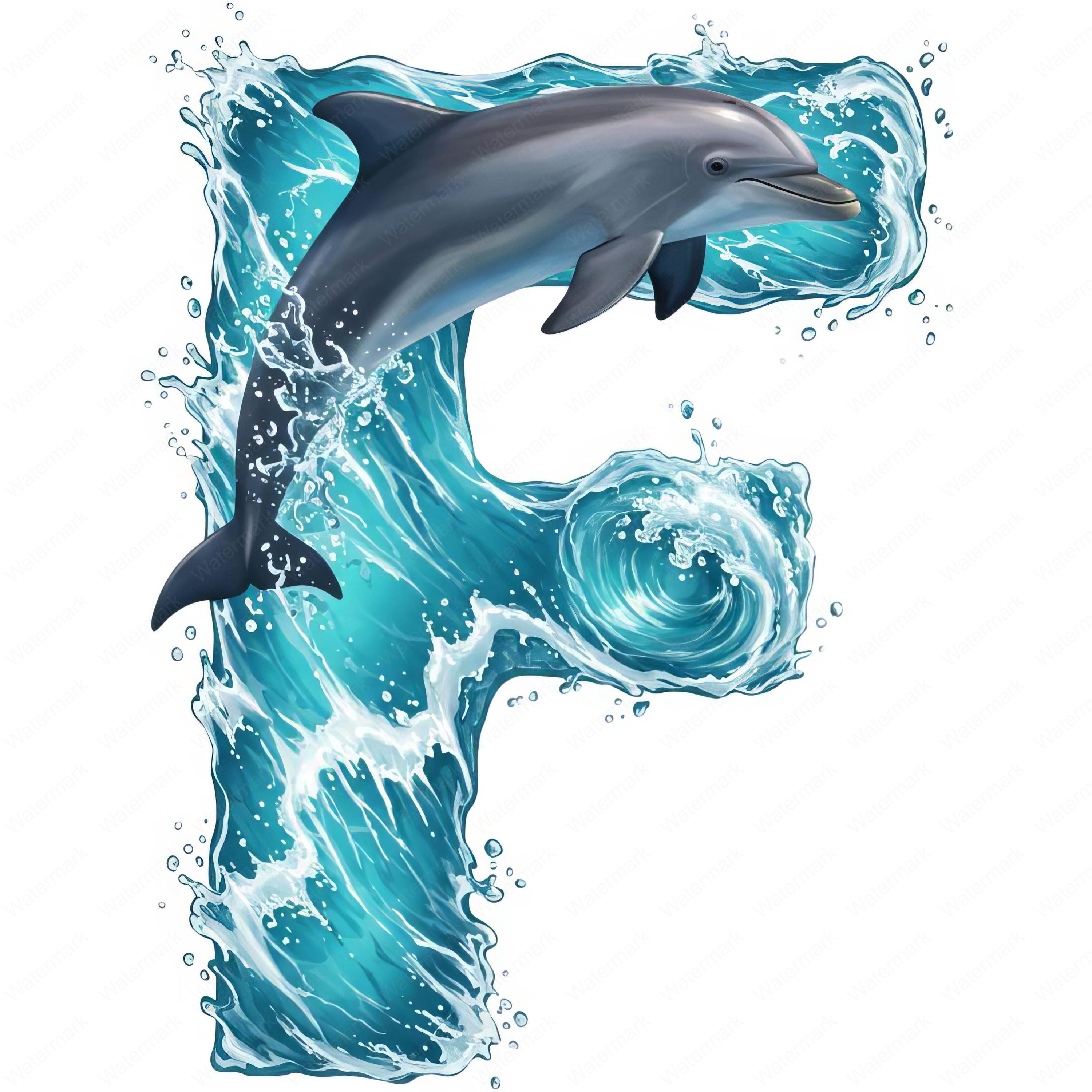 Dolphin Wave Letter Art | Ocean PNG (digital Download) - Etsy