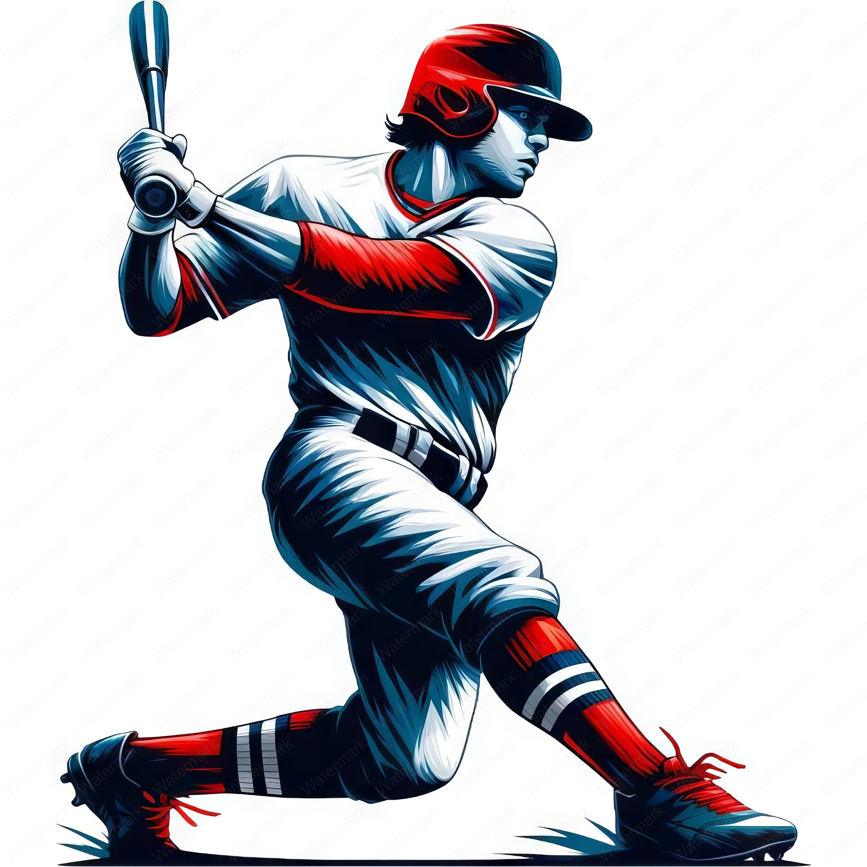 Dynamic Baseball Player Clipart | Sports Art Printables (digital ...