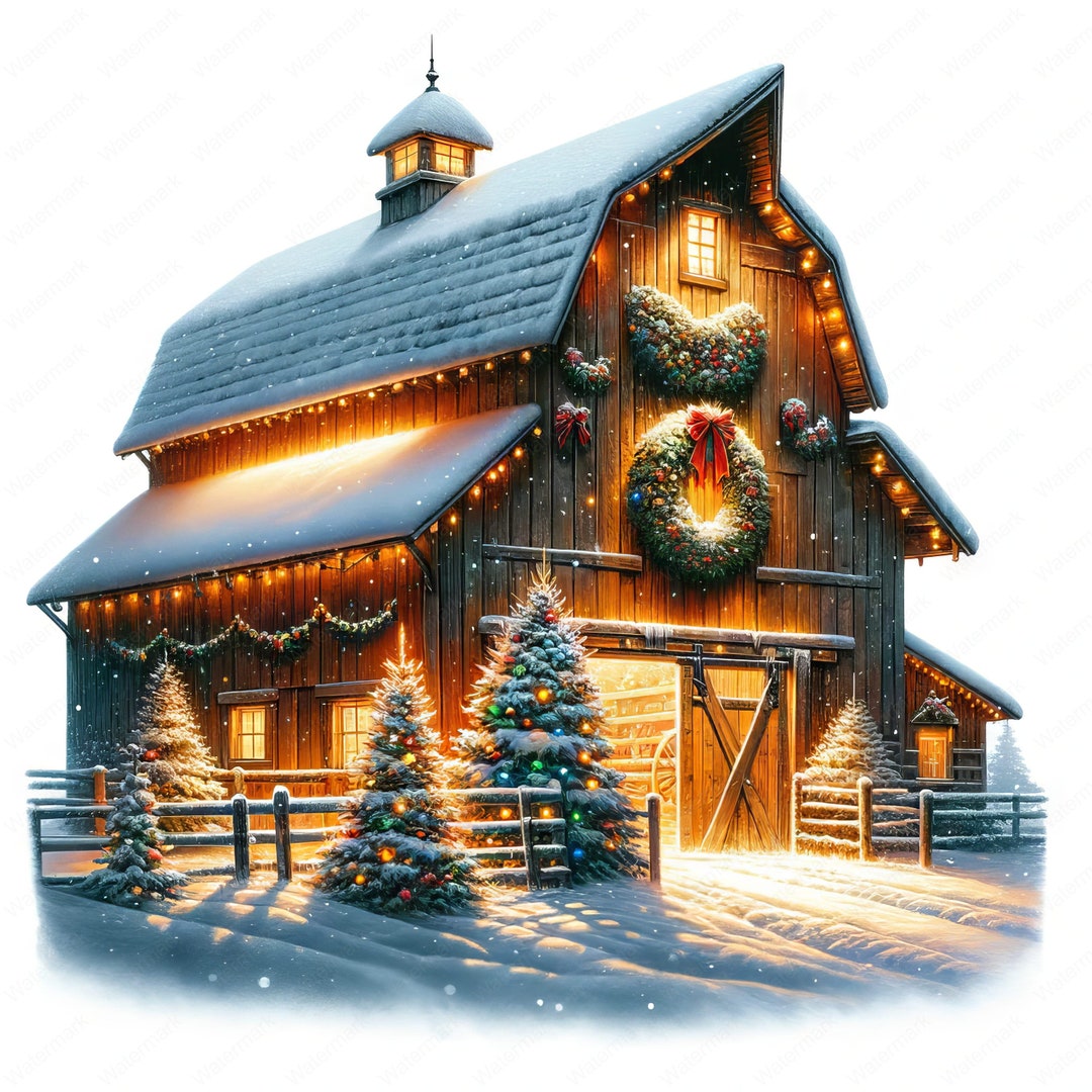 Christmas Barn Clipart Festive Barn Clipart Bundle 10 High-quality ...