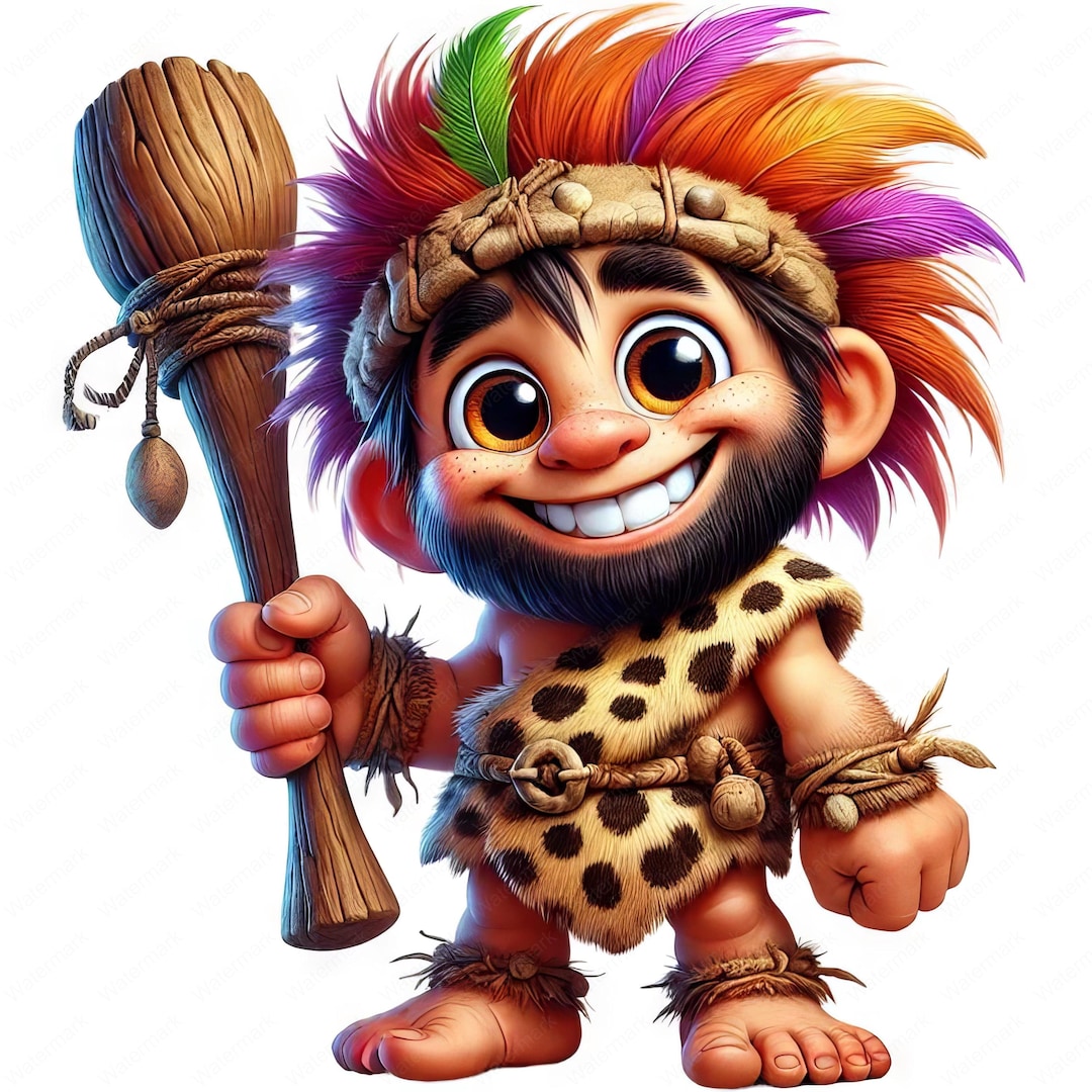 Funny Caveman Clipart | Adorable Funny Caveman Clipart Bundle | 10 High ...