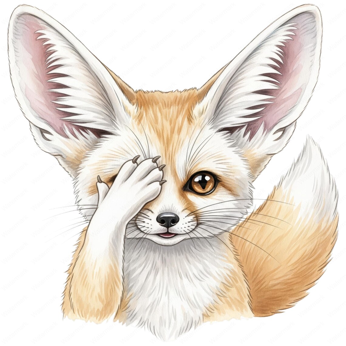 Watercolor Fennec Fox Clipart: High-res PNG Designs (commercial Use ...