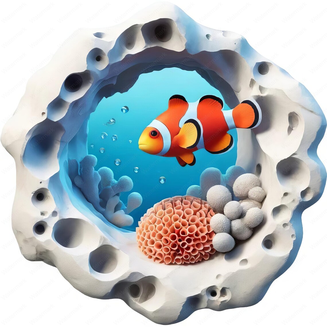 3D Clownfish Clipart Bundle: Aquarium Art Printables (digital Download ...
