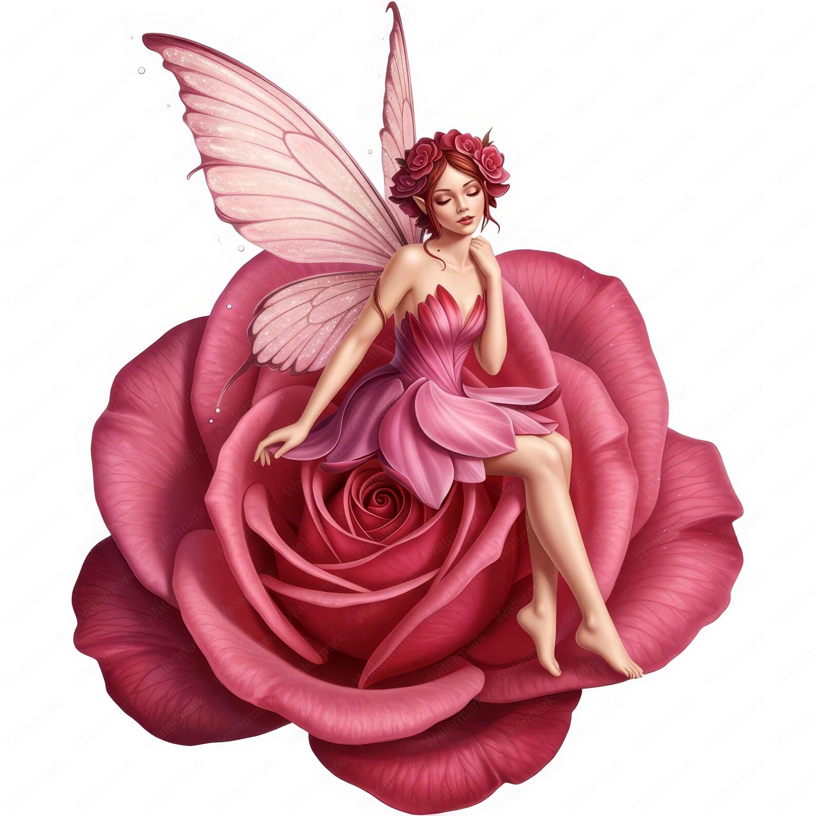Clipart de Hada Rosa: Paquete PNG floral encantador (Descarga digital ...
