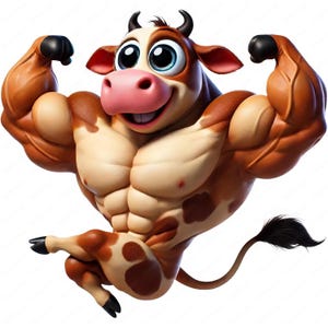 Bodybuilding Cow Clipart | Muscular Cow Clipart Bundle | 10 High ...