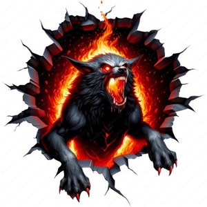 Terrifying Hellhound Clipart Bundle: Dark Fantasy Art (digital Download ...