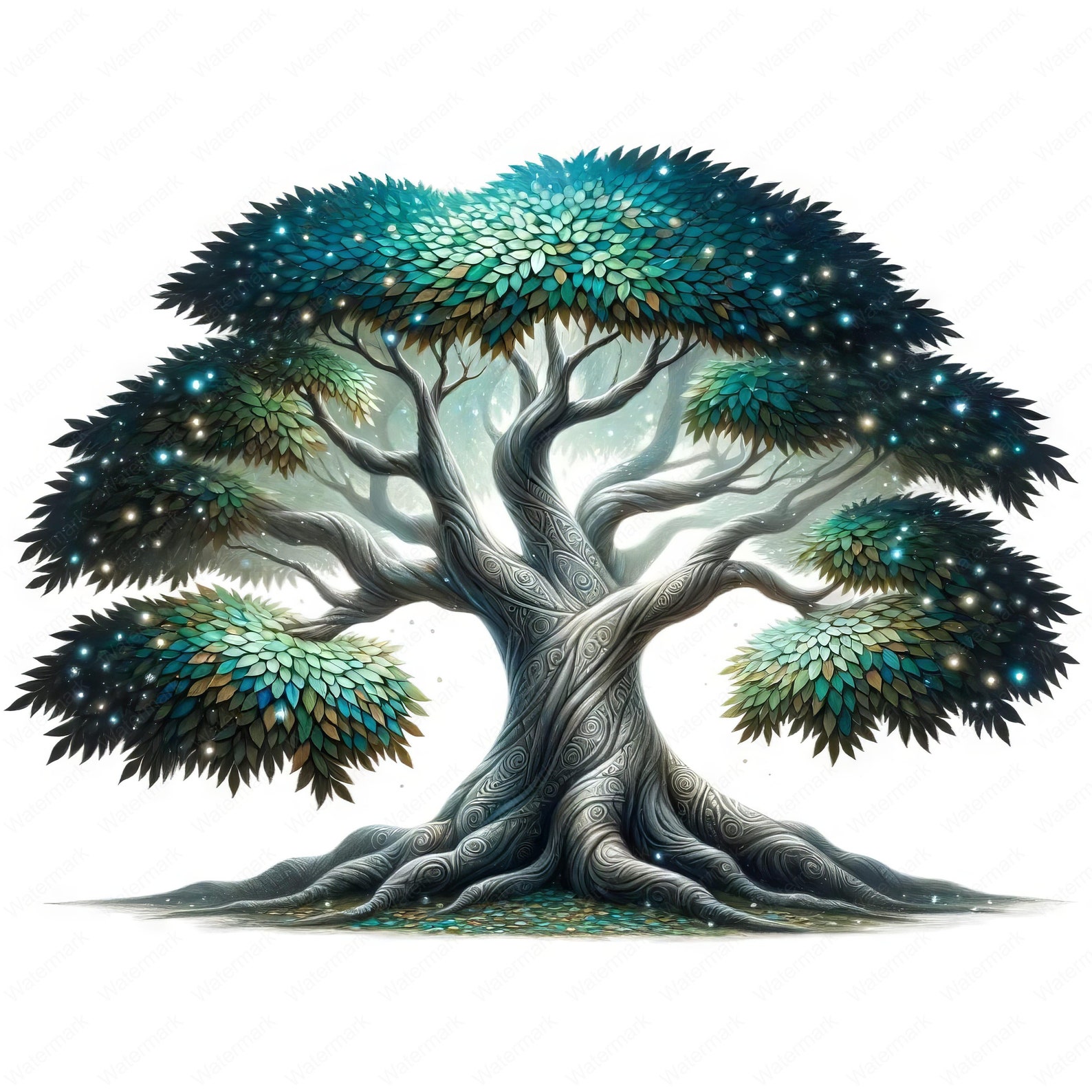 Enchanted Magic Tree Clipart Bundle: Fantasy Art Printables (digital ...