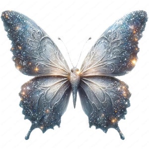 Silver Butterfly Clipart Bundle: Metallic Art Designs (digital Download ...