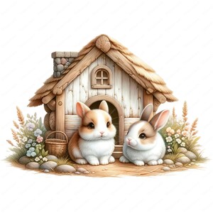 Bunny House Clipart | Cozy Bunny House Clipart Bundle | 10 High-quality ...