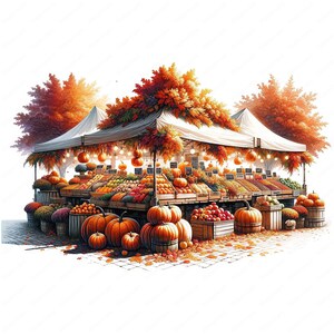 Fall Market Stall Clipart | Cozy Fall Market Stall Clipart Bundle | 10 ...