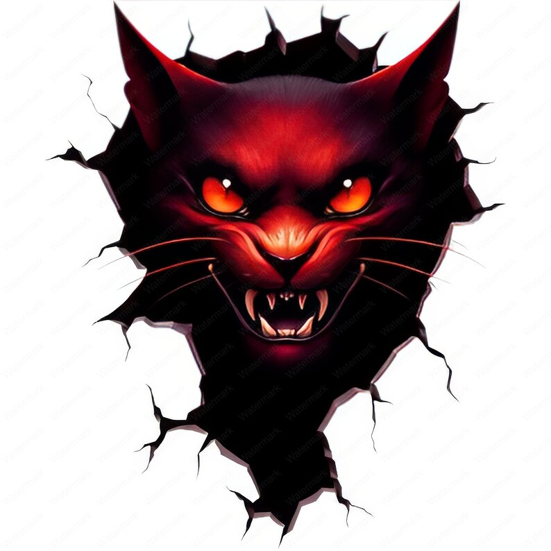 Demon Cat Clipart | Sinister Dark Fantasy Art (digital Download) - Etsy