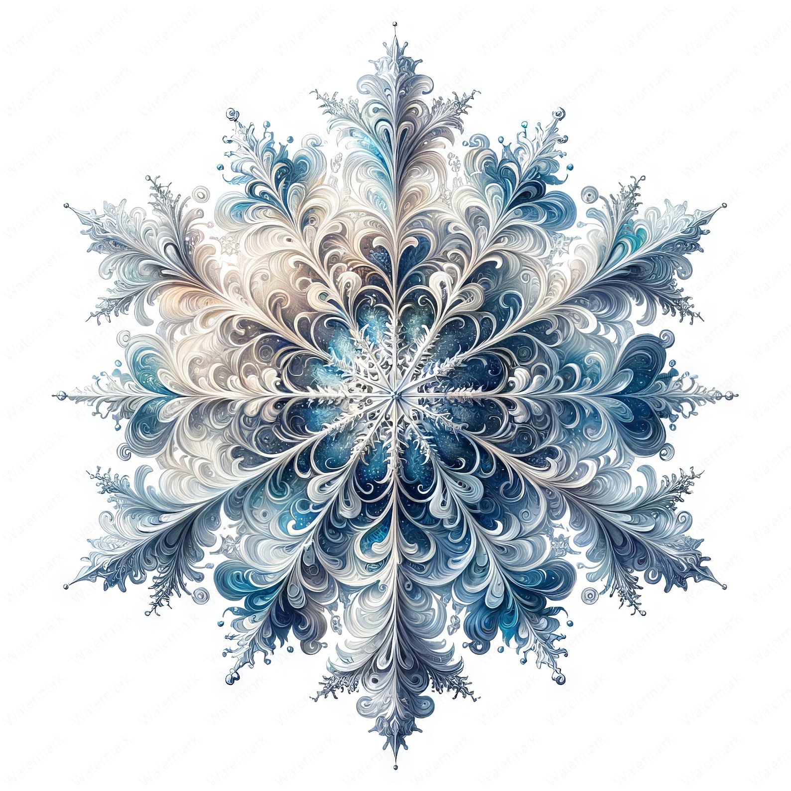 Whimsical Snowflake Clipart Bundle: Winter Art Printables (digital ...
