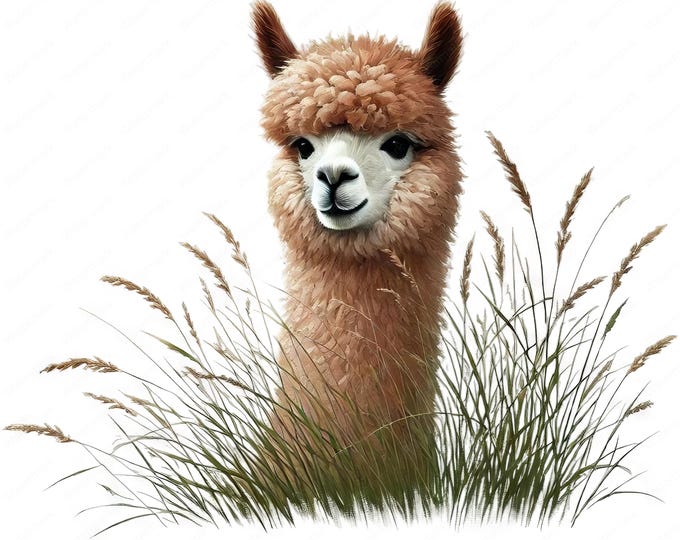 Alpaca Clipart Bundle - Png Farm Animals & Farmhouse Props, Cute ...