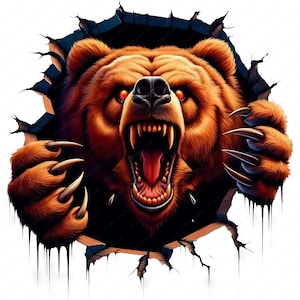 Terrifying Bear Clipart Bundle: Wildlife Art Printables (digital ...