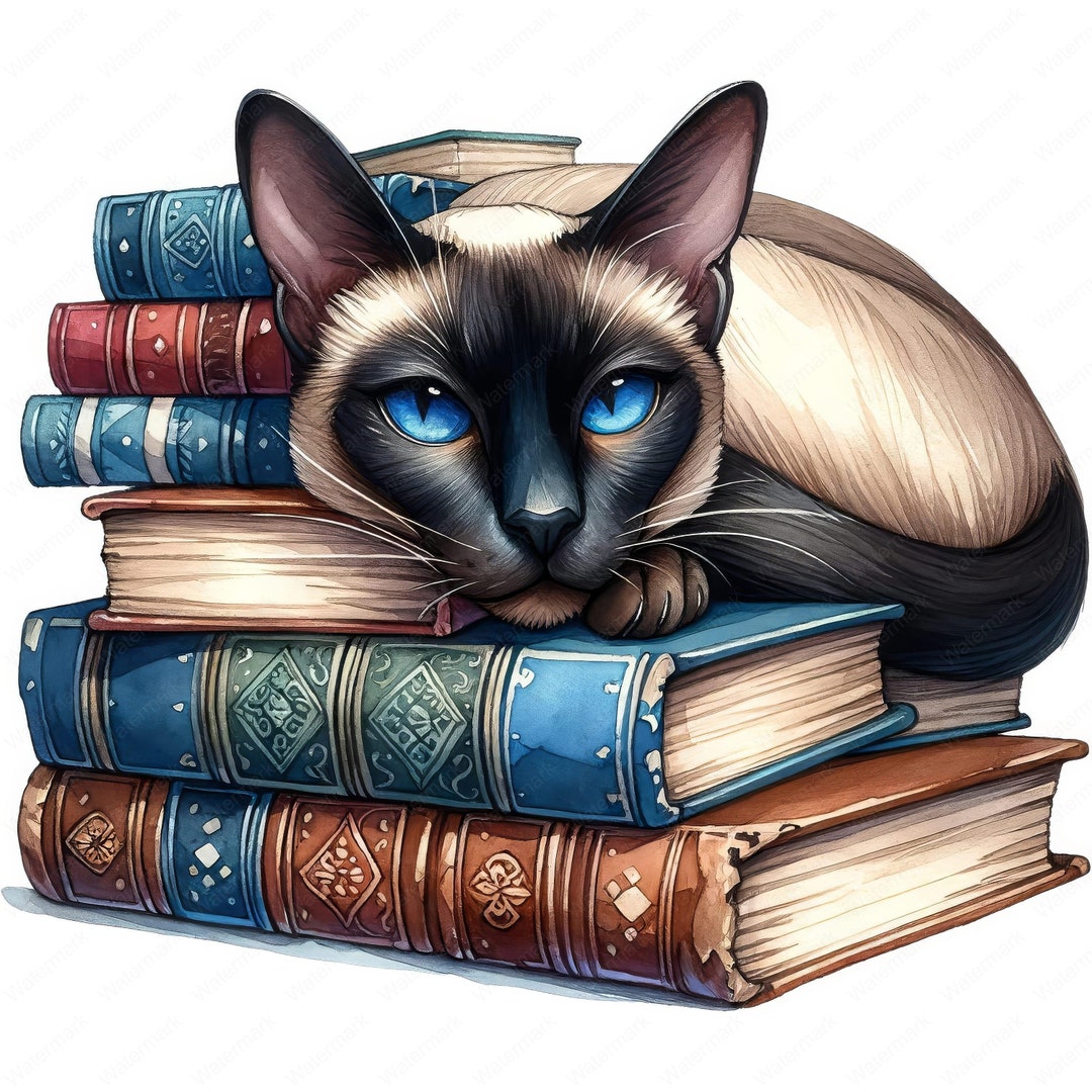 Library Cat Clipart | 10 High-quality Designs | Bookworm Cat ...