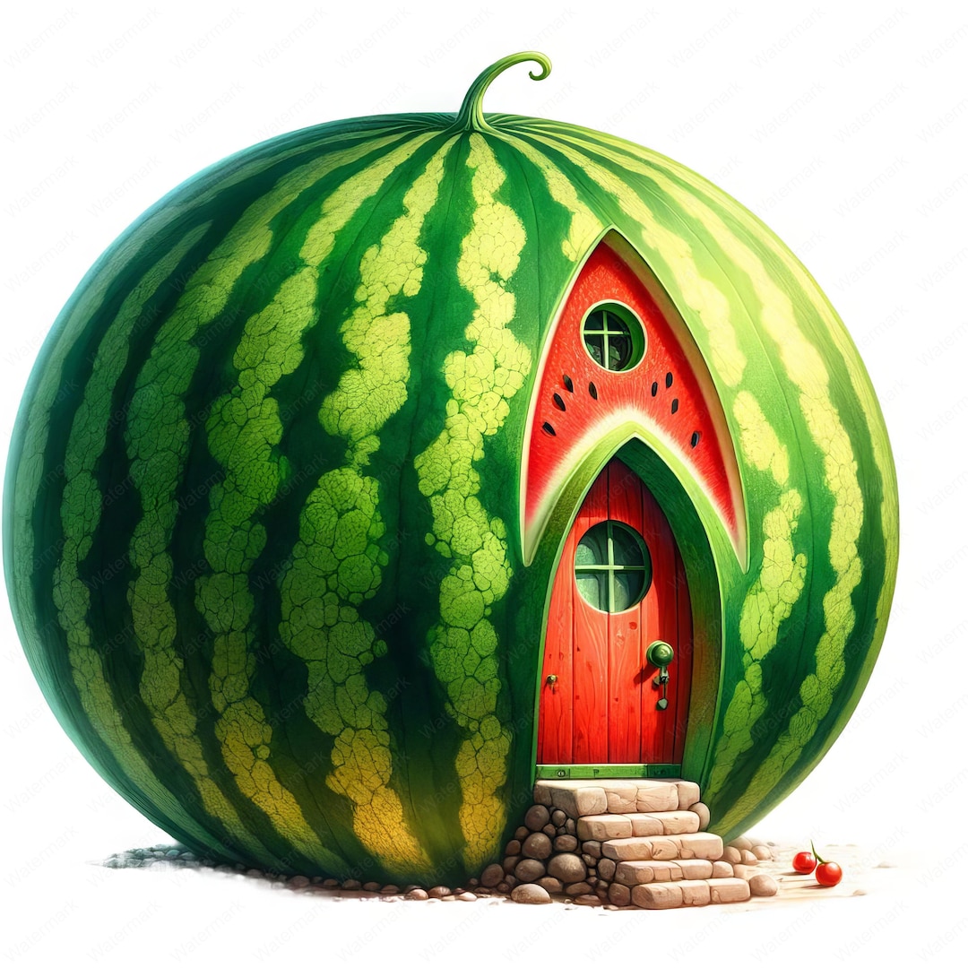 Whimsical Watermelon House Clipart: Fantasy Art Printables (digital ...