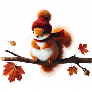 Autumn Squirrel Clipart | Cute Fall Squirrel Clipart Bundle | 10 High ...