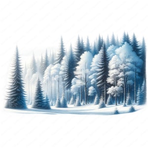 Winter Forest Clipart | Mystical Winter Forest Clipart Bundle | 10 High ...