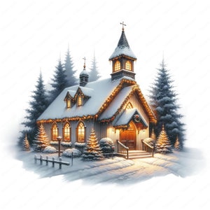 Christmas Church Clipart | Festive Church Clipart Bundle | 10 High ...